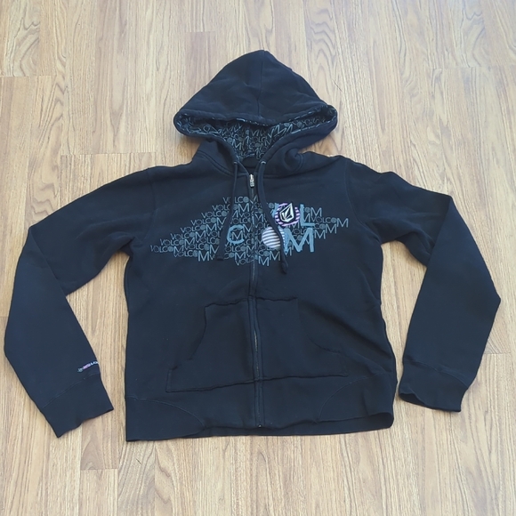 Volcom | Jackets & Coats | Volcom Black Zipup Hoodie Sweatshirt Size Xl ...